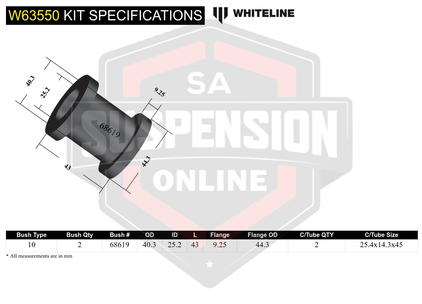 Control Arm Upper - Outer Bushing Kit (Mounting Kit- control/trailing ...